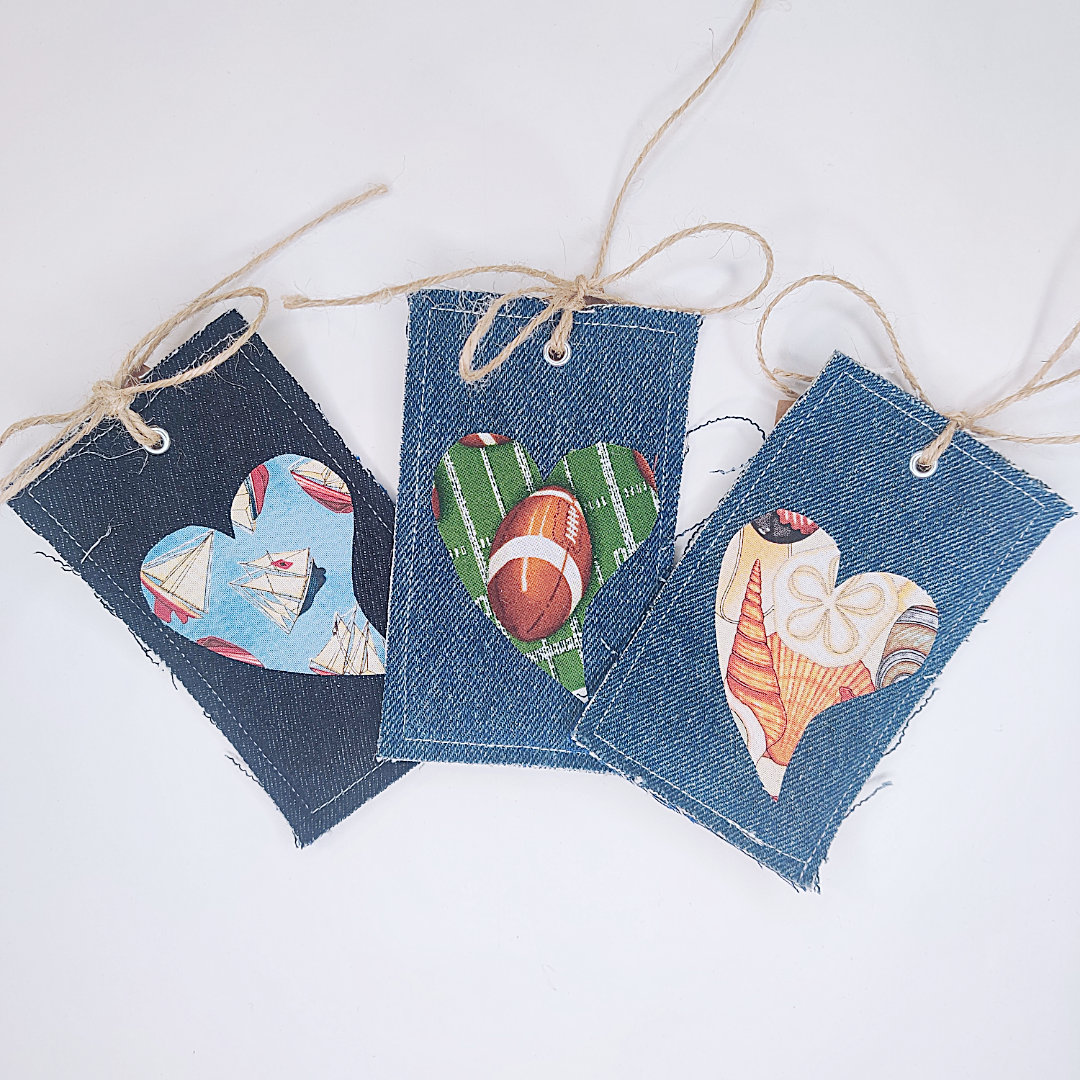 Upcycled Denim Gift Tag Holder-reusable Zero Waste Pocket, Heart ...