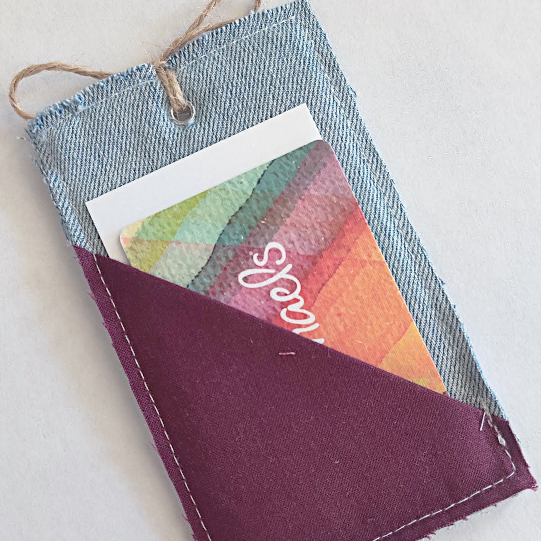 Upcycled Denim Gift Tag Holder-reusable Zero Waste Pocket, Heart ...