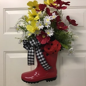 Ladybug Rain Boot Wreath, Farmhouse, Country Design, Collectible ...