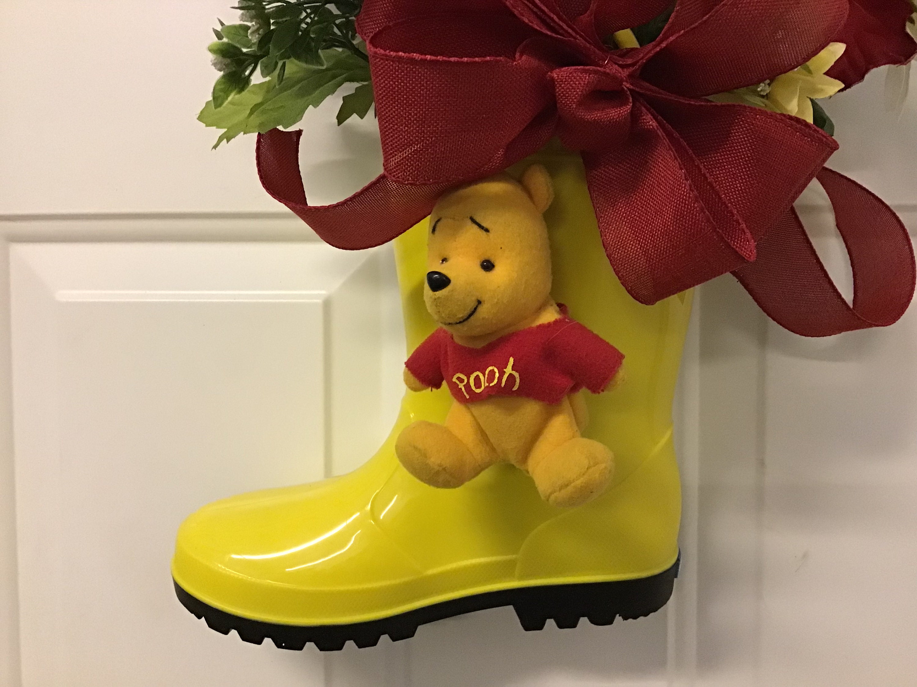 Winnie the Pooh Rain Boot Wreath, Mother's Day, Birthday, Colorful silk ...