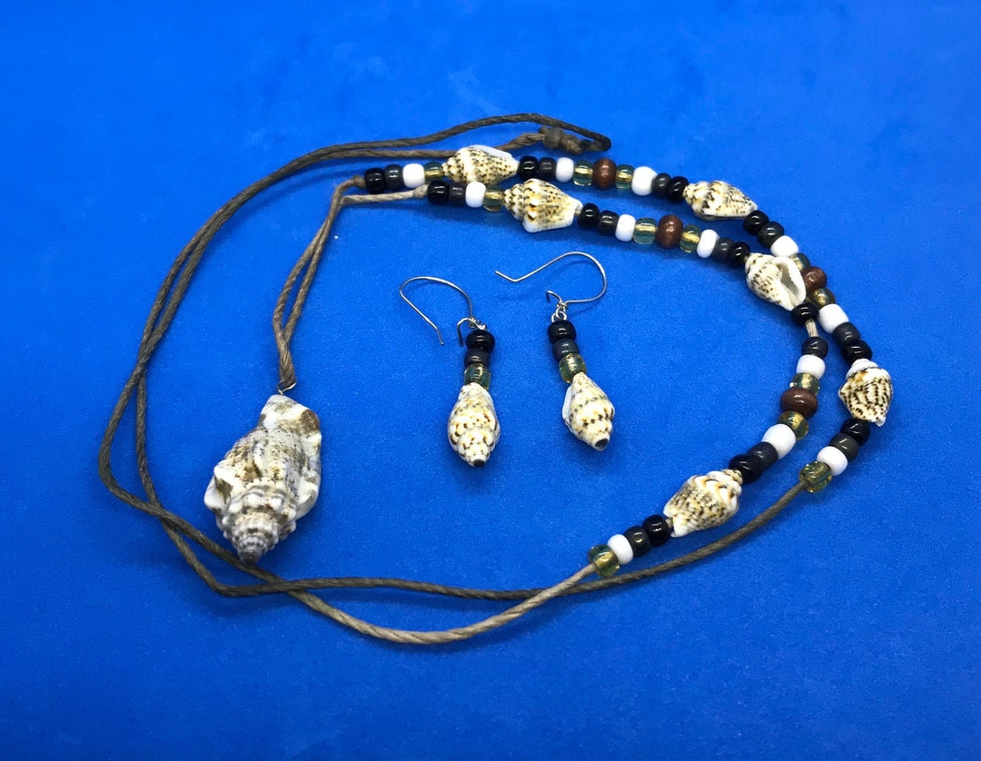 Chulla Strombus Conch Seashell Necklace With Earrings Set - Etsy