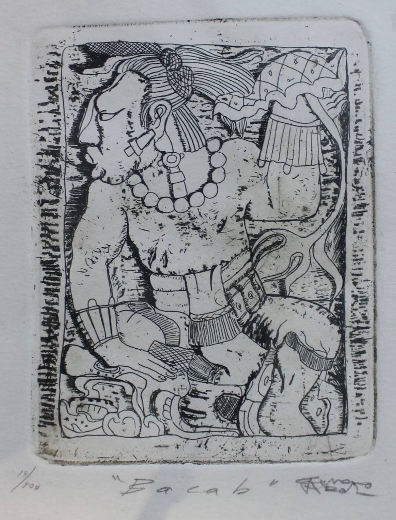 Mayan God Bacab Carving from Palenque Etching Handmade Mexico | Etsy