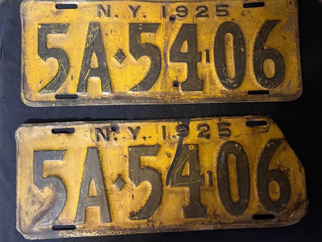 Antique Set of 1925 License Plates From New York - Etsy