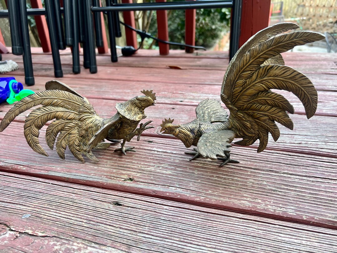 Pair of Brass Roosters - Etsy