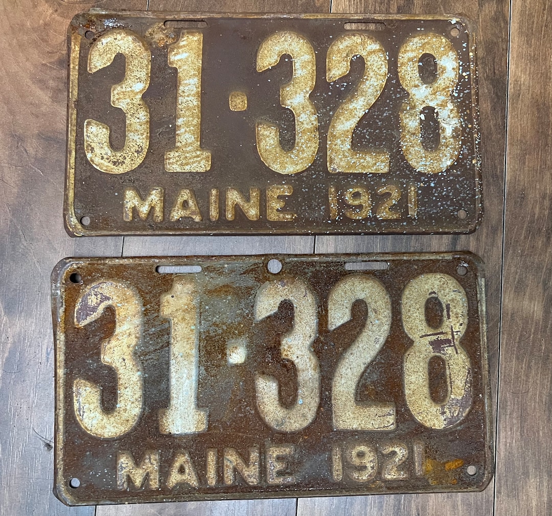 Antique Set of 1921 License Plates From Maine. - Etsy