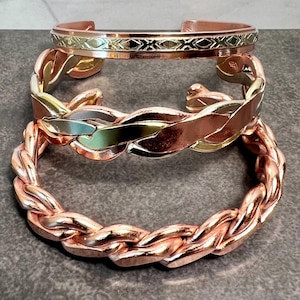 Men's Copper Bracelet, Copper Cuff Bracelet, Adjustable Copper Jewelry, Gift for Him, Father's ...