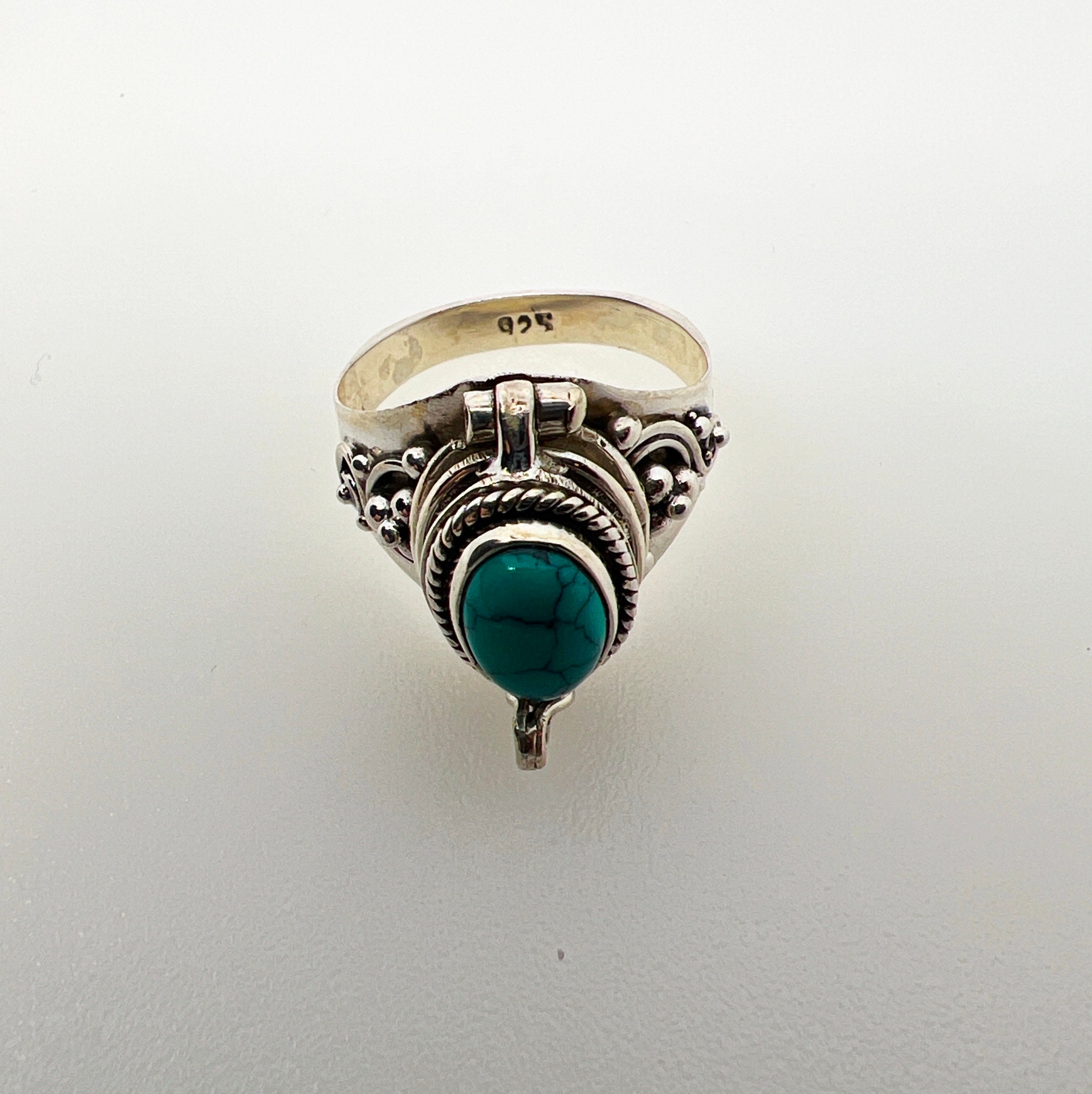 Turquoise Poison Ring 925 Sterling Silver, Turquoise Gemstone, Poison ...