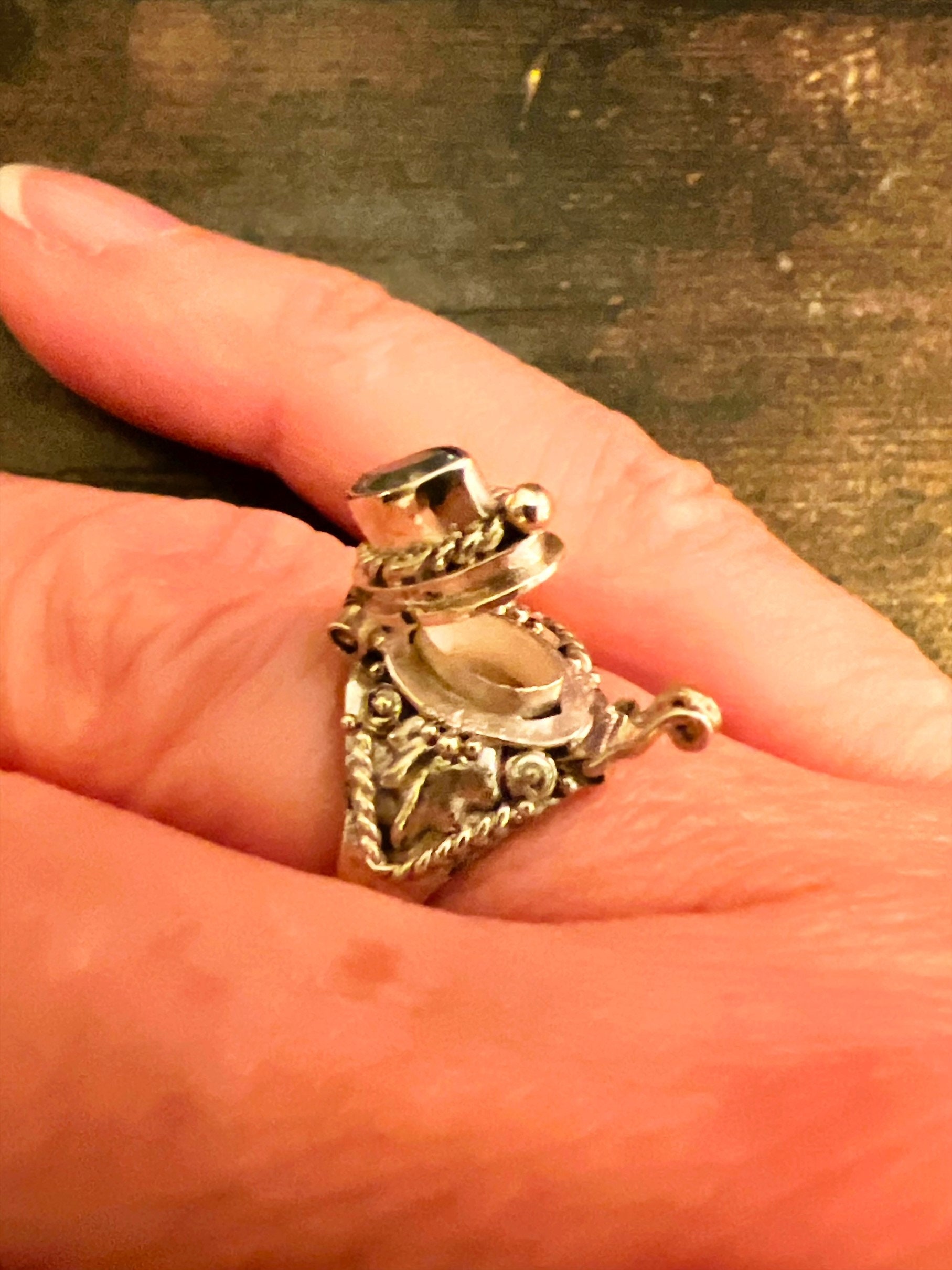 Handcrafted Blue Topaz Poison Ring 925 Sterling Silver, Marquise Cut ...