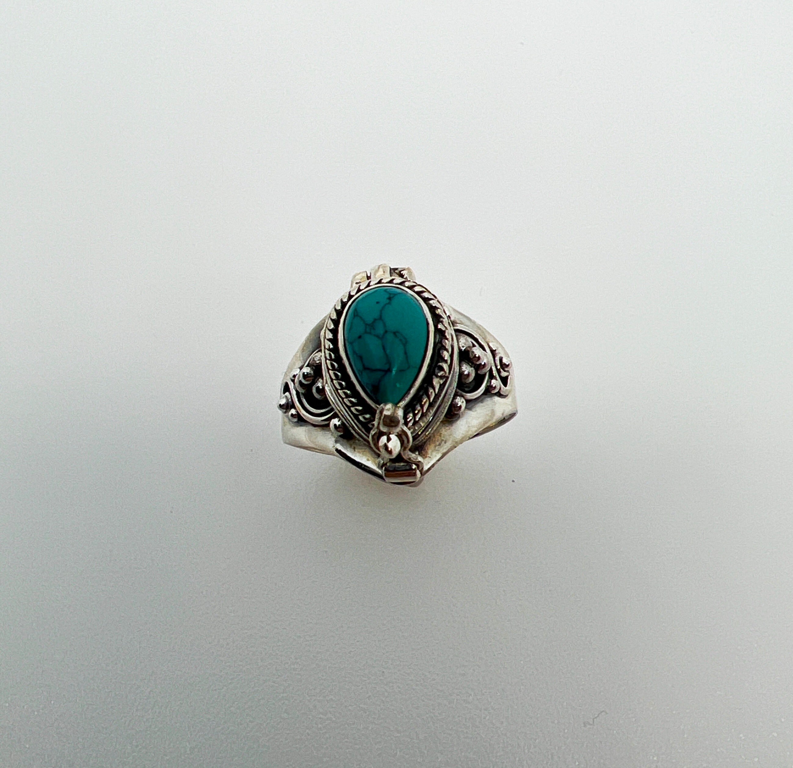 Turquoise Poison Ring 925 Sterling Silver, Turquoise Gemstone, Poison ...