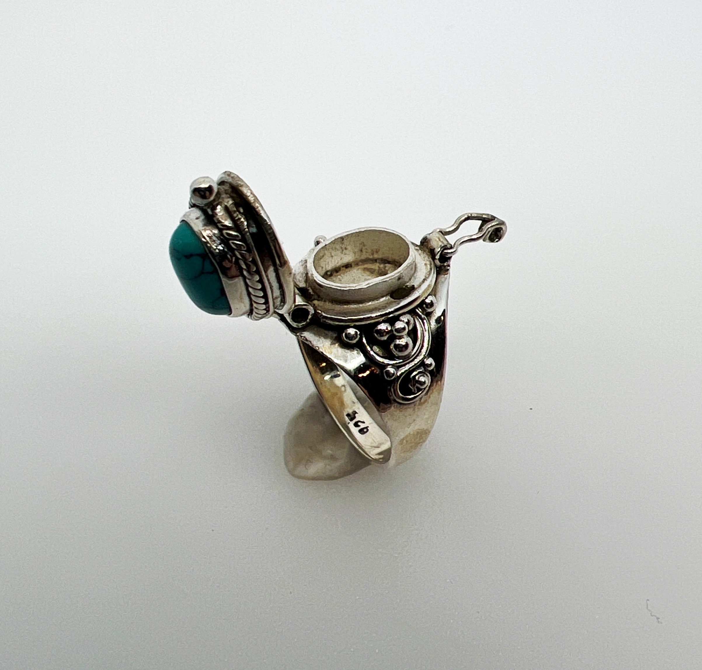 Turquoise Poison Ring 925 Sterling Silver, Turquoise Gemstone, Poison ...