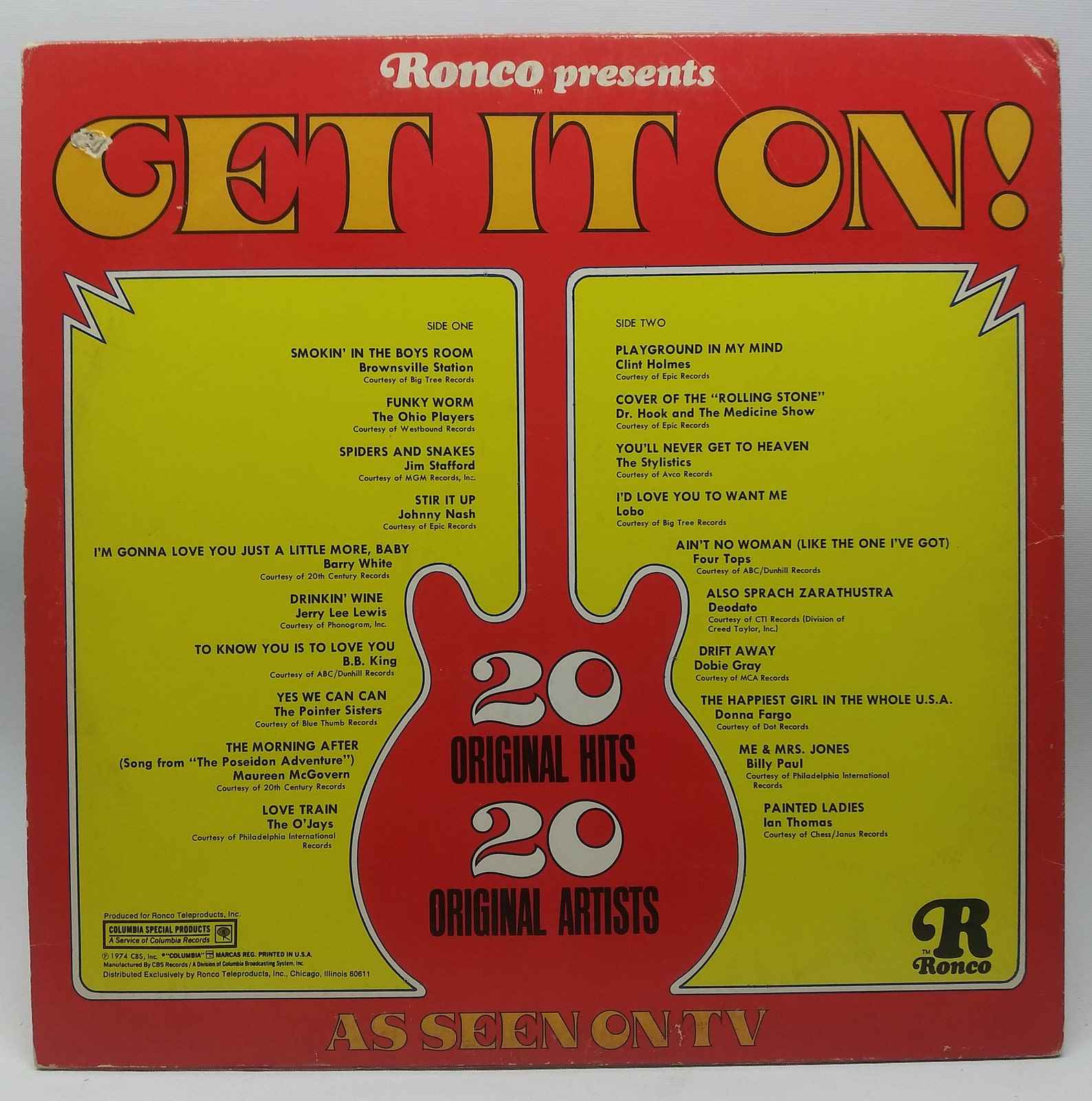 Ronco Presents Get It On 1974 Ronco / Cbs-columbia Records | Etsy