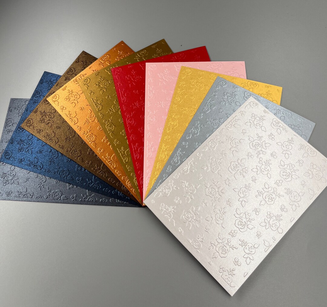 Embossed Rose Pearlised Paper Cards - Components for Handmade Cards - Etsy