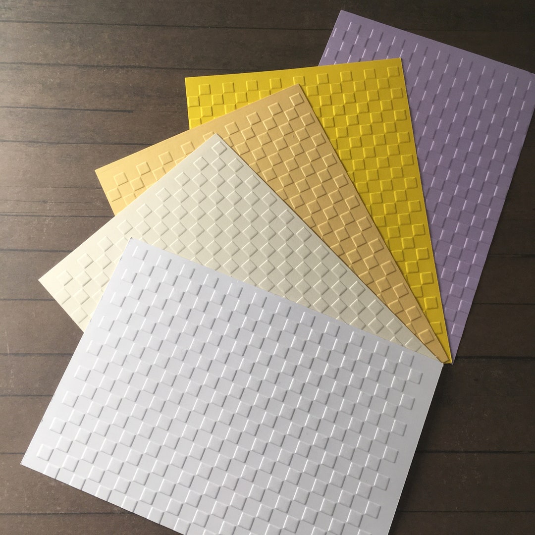 4 X Embossed Checked Paper Cards - Components for Handmade Cards - Etsy