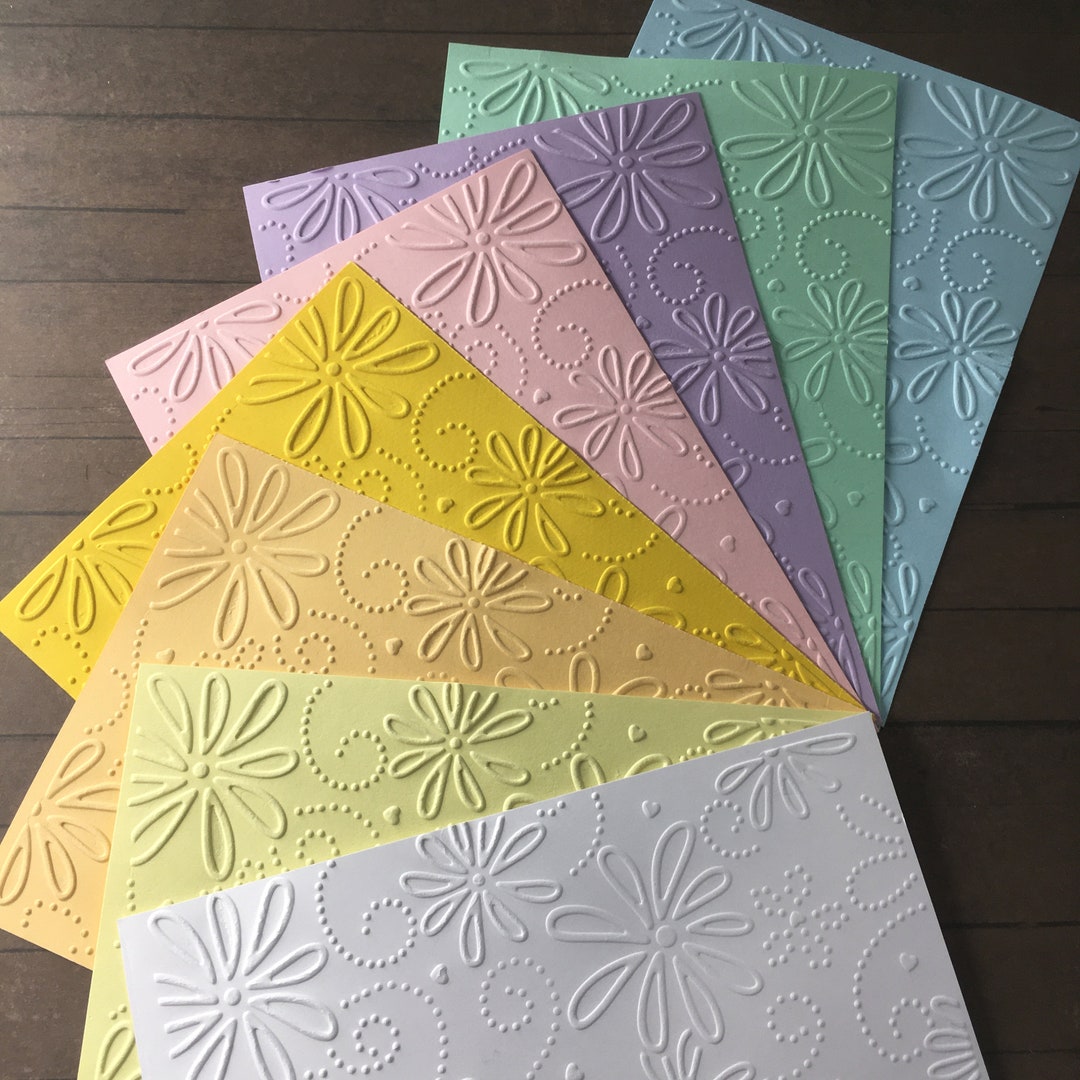 4 X Embossed Flower Paper Cards - Components for Handmade Cards - Etsy