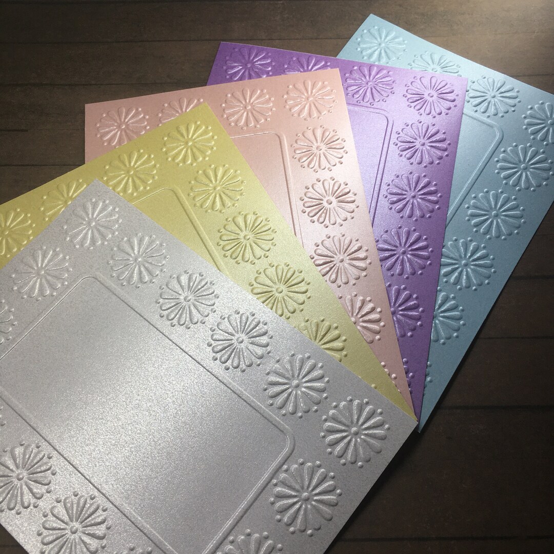4 X Embossed Pearlised Paper Cards - Components for Handmade Cards - Etsy