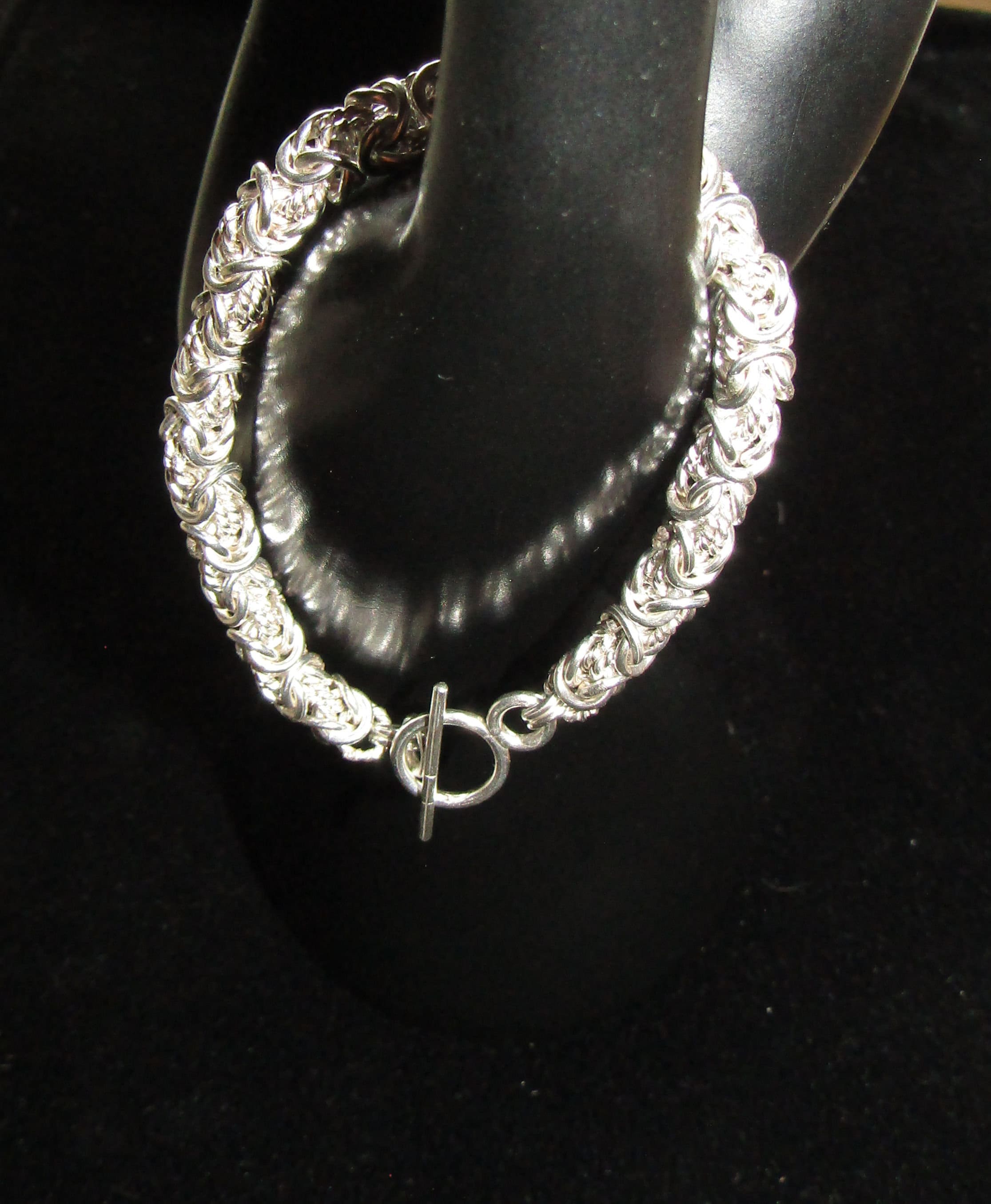 Silver Byzantine Weave Bracelet With Toggle Clasp 15.5cm 21gr - Etsy
