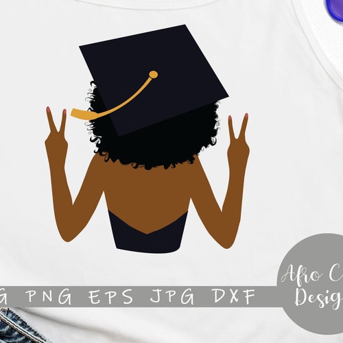 Woman Graduation Blue Gold Deuces African American Afro - Etsy