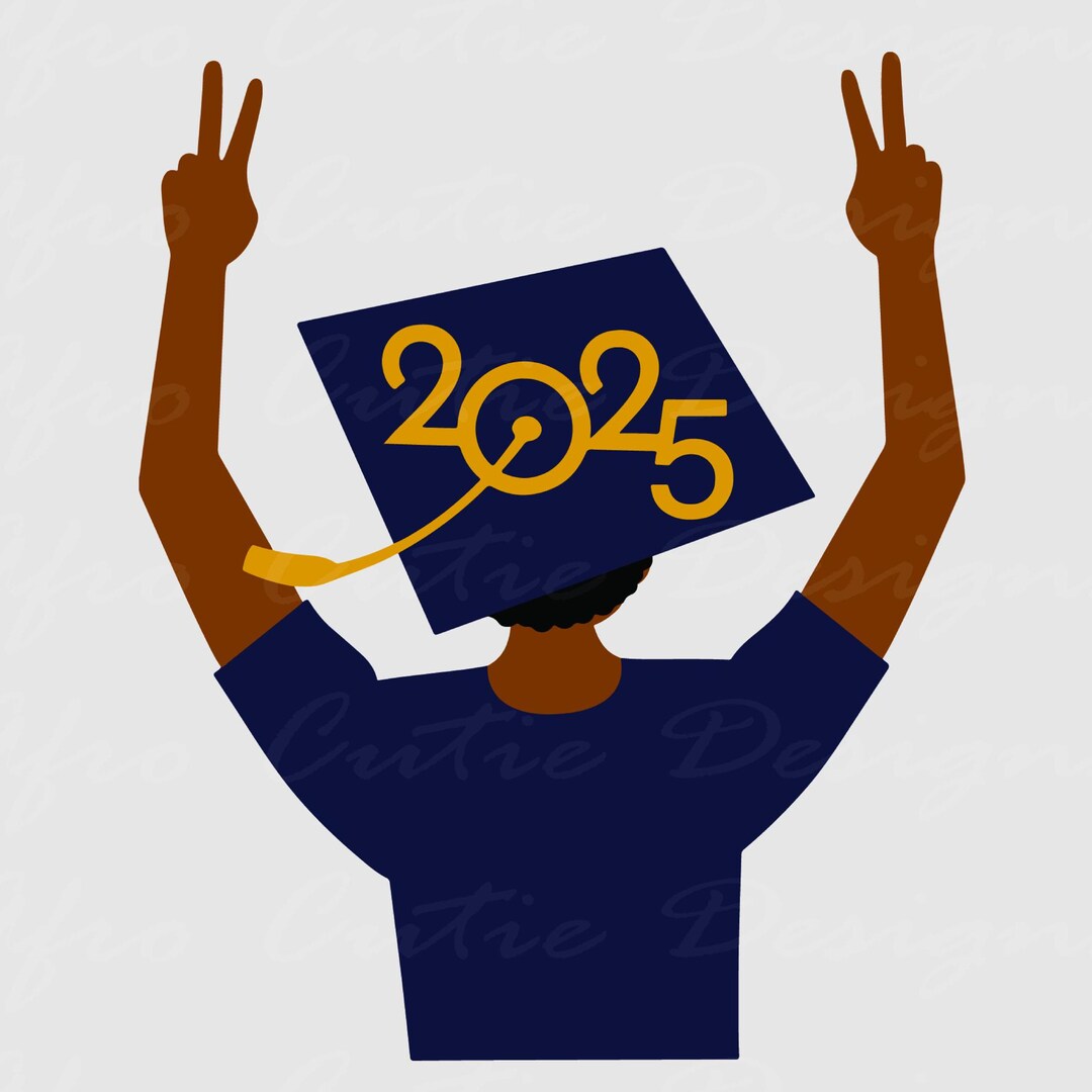 Senior 2025 Svg - Black Man Graduation SVG - African American ...