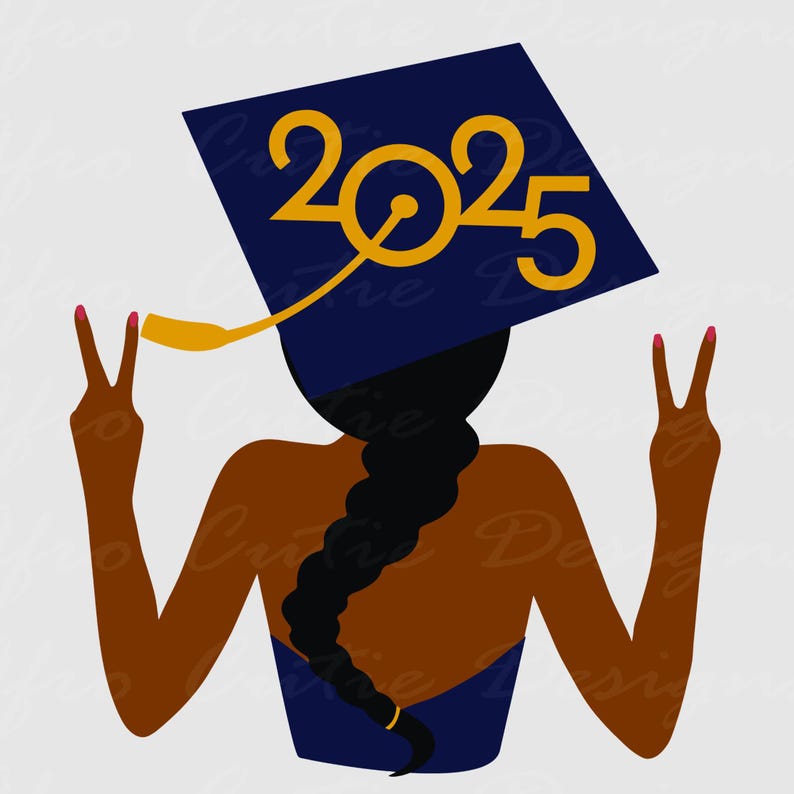 Senior 2025 SVG - Mujer negra graduada SVG - Chica afroamericana ...
