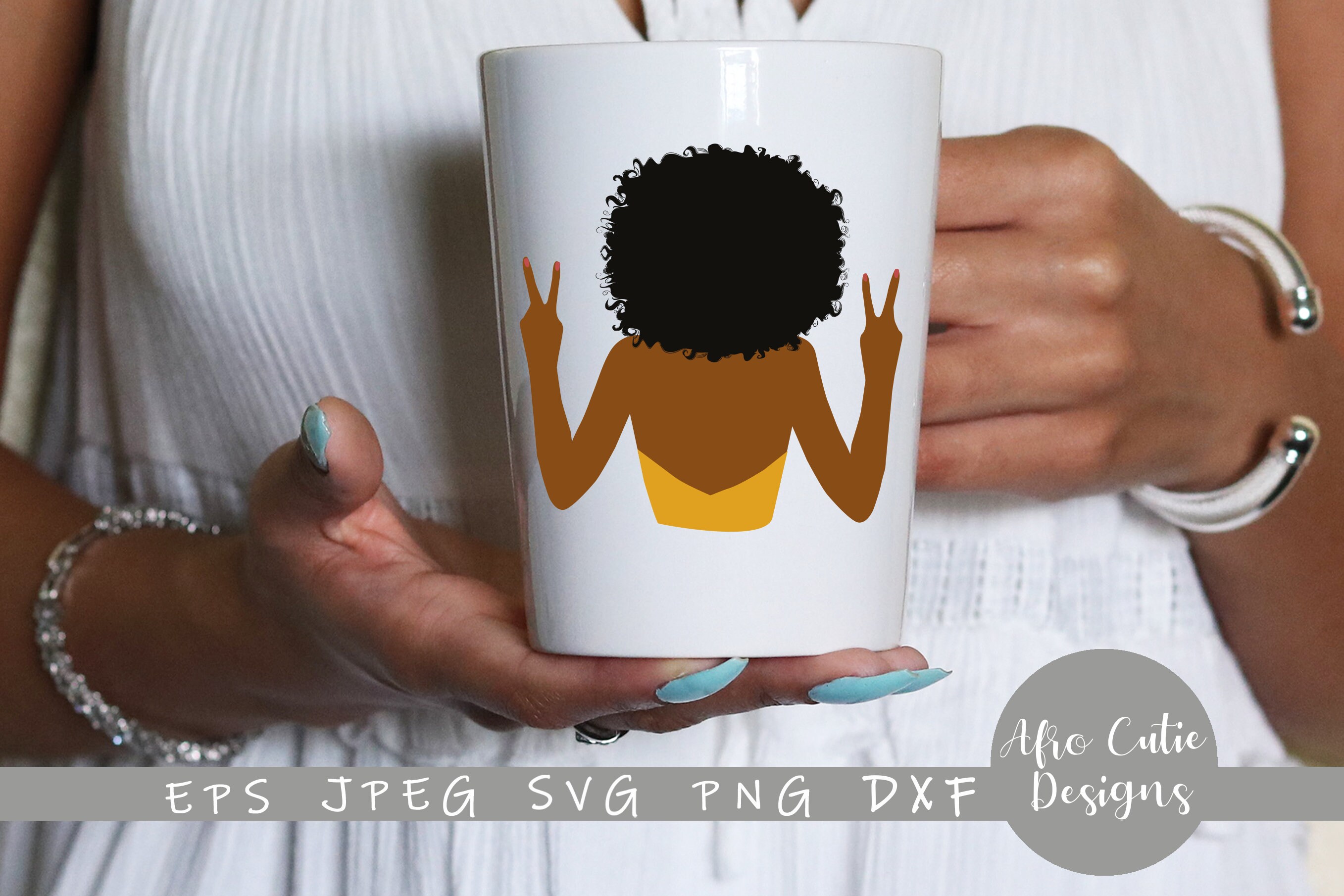 Afro Woman Deuces Peace African American afro Girl Svg - Etsy