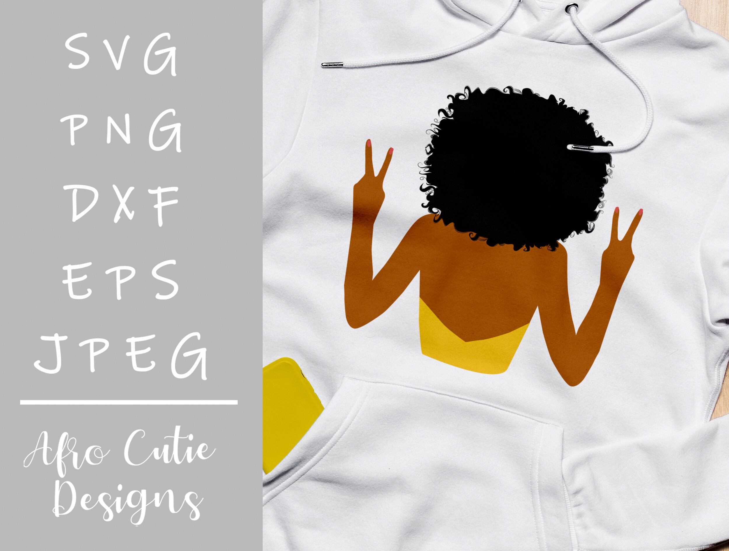 Afro Woman Deuces Peace African American afro Girl Svg - Etsy