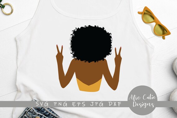Afro Woman Deuces Peace African American afro Girl Svg | Etsy