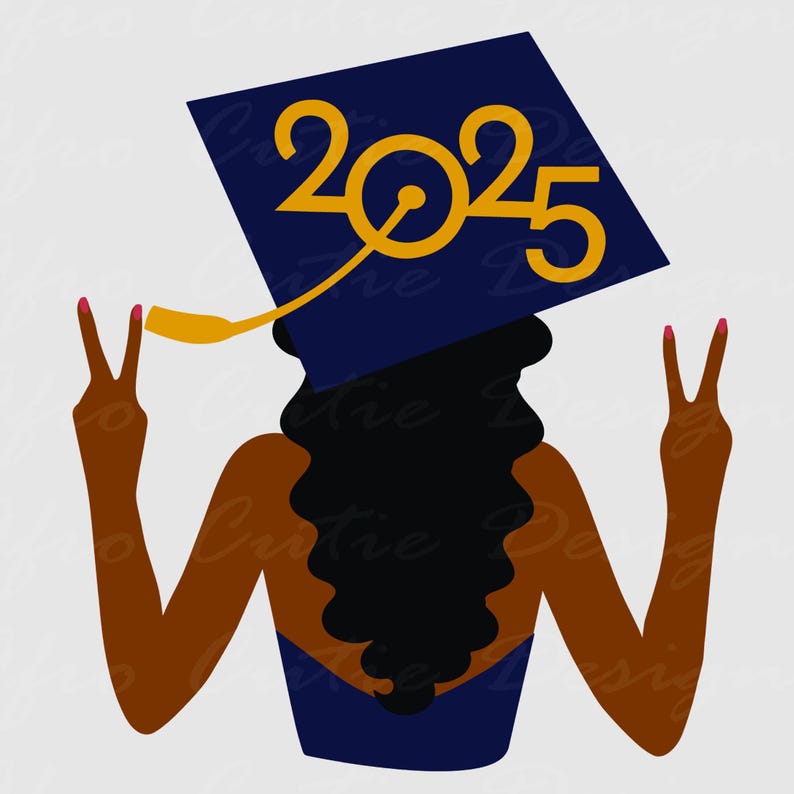 Senior 2025 SVG - Mujer negra graduada SVG - Chica afroamericana ...