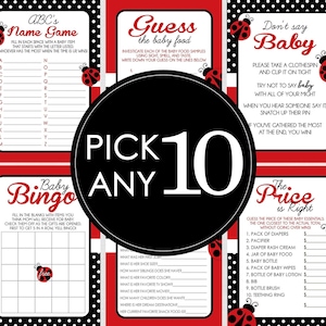 Ladybug Baby Shower Games - PICK ANY 10 - 30 Games to Choose From ...