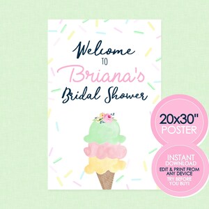 Ice Cream Party Poster - EDITABLE INSTANT DOWNLOAD - Ice Cream Welcome ...