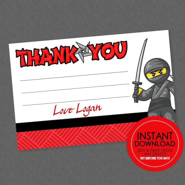 Ninja Thank You - Etsy