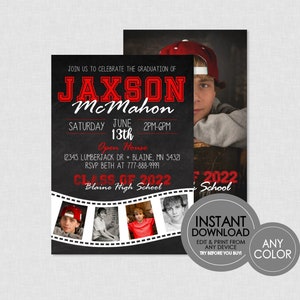 Graduation Photo Invitation EDITABLE INSTANT DOWNLOAD Multi Photo ...