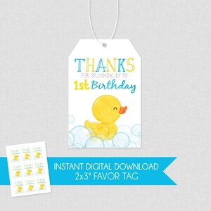 Rubber Duck Birthday Favor Tag - INSTANT DOWNLOAD - Duckie Birthday ...