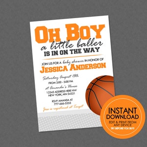 Basketball Baby Shower Invitation - EDITABLE INSTANT DOWNLOAD ...