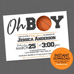 Basketball Baby Shower Invitation - EDITABLE INSTANT DOWNLOAD ...