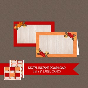 Fall Leaves Label Cards - INSTANT DOWNLOAD - Fall Bridal Shower, Fall ...