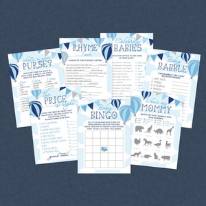 Blue Balloon Baby Shower Game Pack - INSTANT DOWNLOAD - Balloon Shower ...