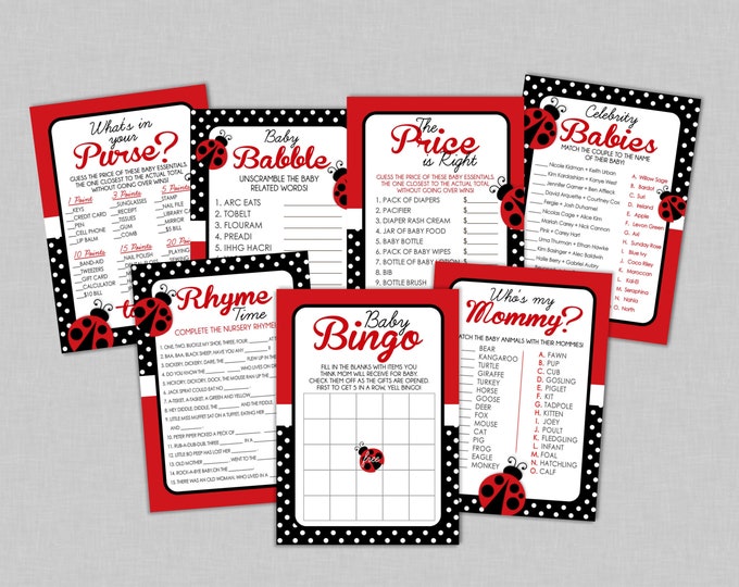 Ladybug Baby Shower Game Pack INSTANT DOWNLOAD Ladybug Shower Games ...