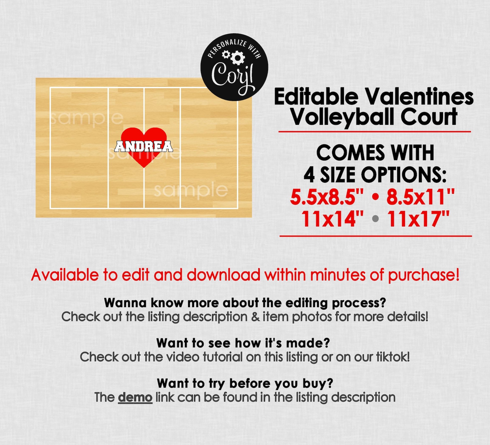 Printable Valentines Volleyball Court for Box - EDITABLE INSTANT ...