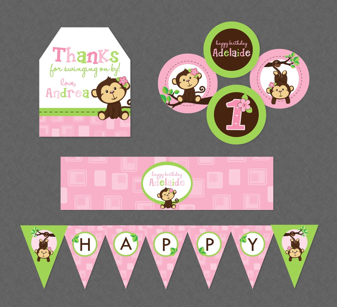 Monkey Birthday Mini Party Pack, Monkey Birthday, Monkey Party ...