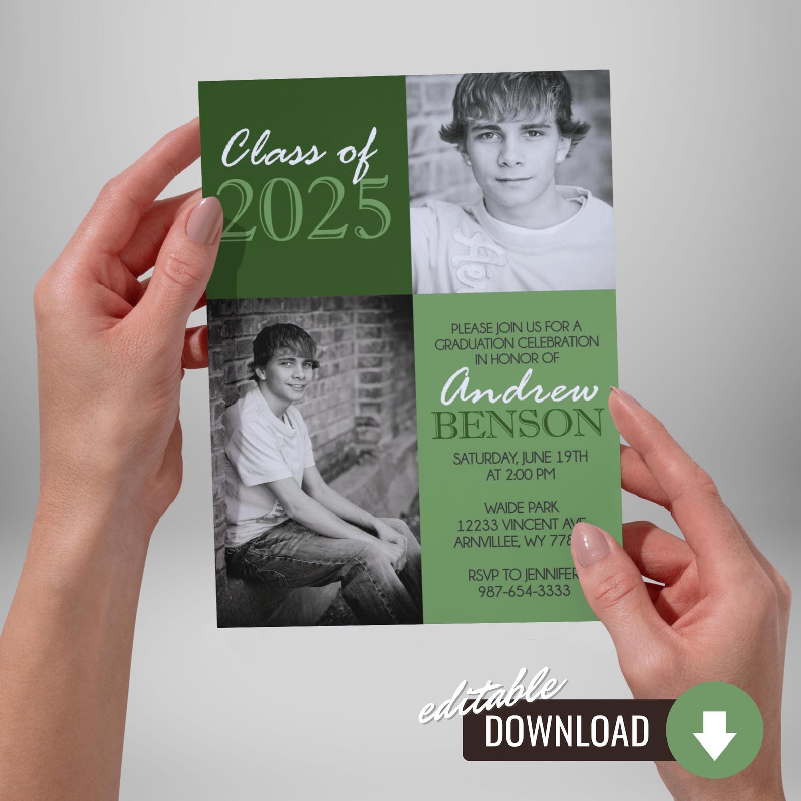 Graduation Photo Invitation | EDITABLE INSTANT DOWNLOAD | Any Color ...