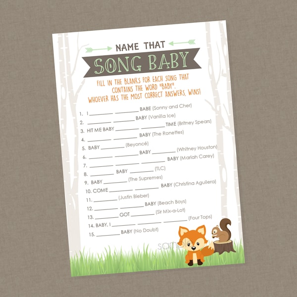 Fox Baby Shower Game - Etsy