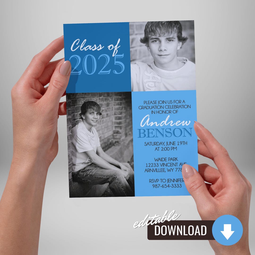 Graduation Photo Invitation | EDITABLE INSTANT DOWNLOAD | Any Color ...