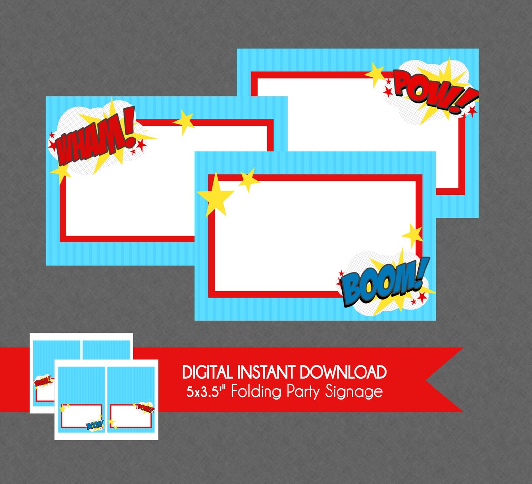 Superhero Label Tents - INSTANT DOWNLOAD - Superhero Birthday, Food ...