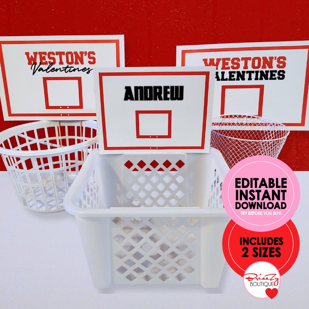 Printable Valentine's Backboard to Create a Basketball Net - EDITABLE ...