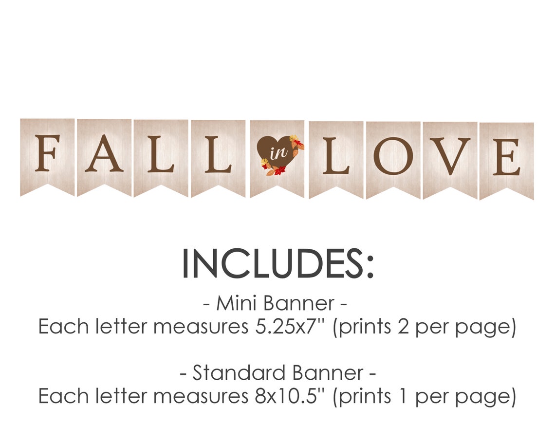 Fall in Love Hanging Banner INSTANT DOWNLOAD Fall Bridal - Etsy