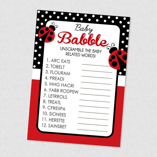 Ladybug ABC Baby Shower Game INSTANT DOWNLOAD Ladybug Baby - Etsy