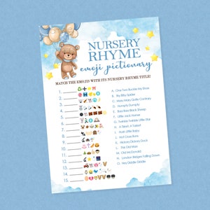 Bear Nursery Rhyme Emoji Pictionary Shower Game - INSTANT DOWNLOAD ...