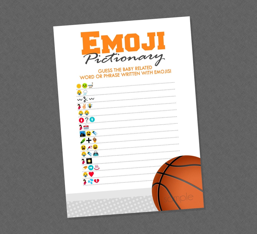 Basketball Emoji Pictionary Baby Shower Game - INSTANT DOWNLOAD ...