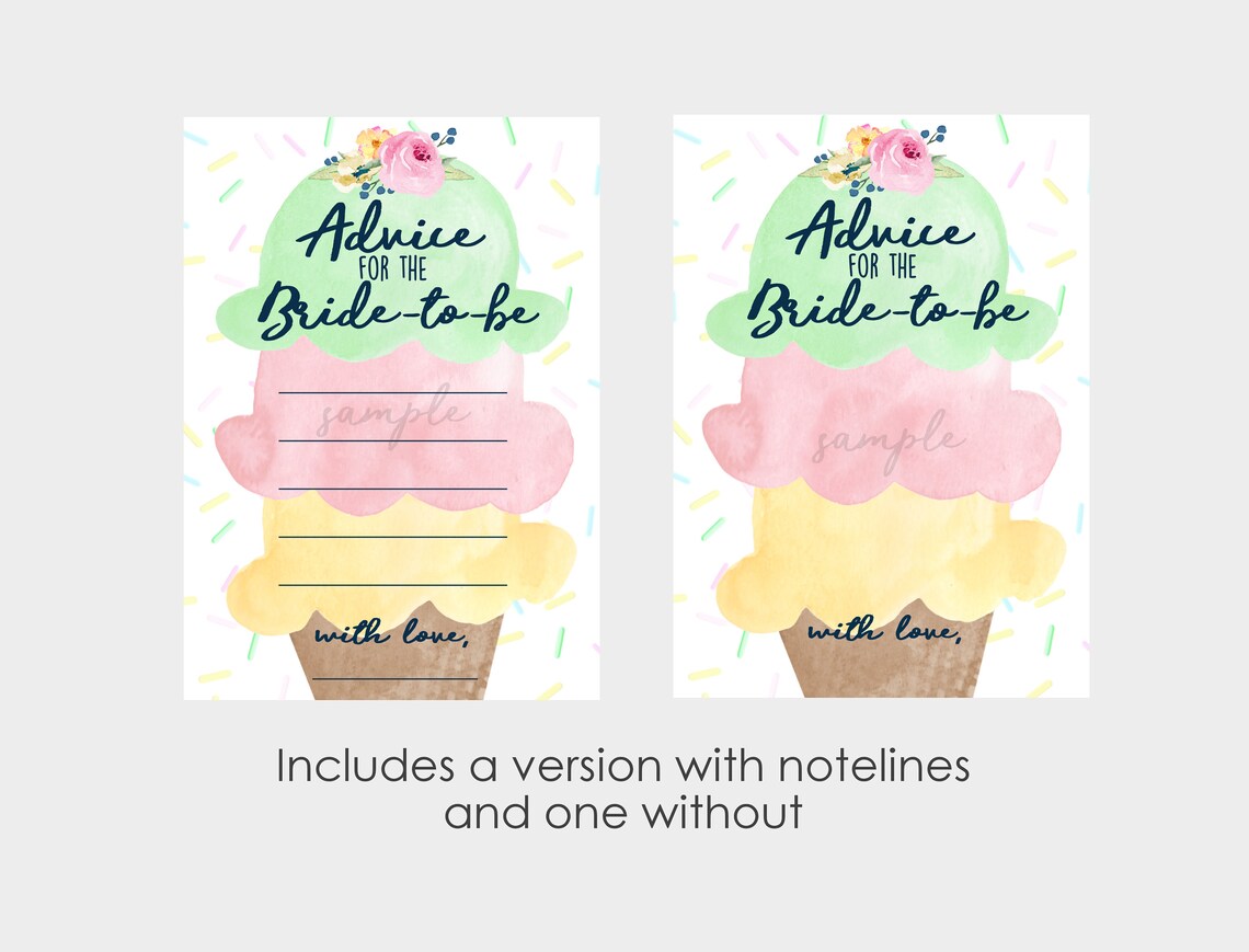 Advice for the Bride to Be Printable Cards INSTANT DOWNLOAD - Etsy