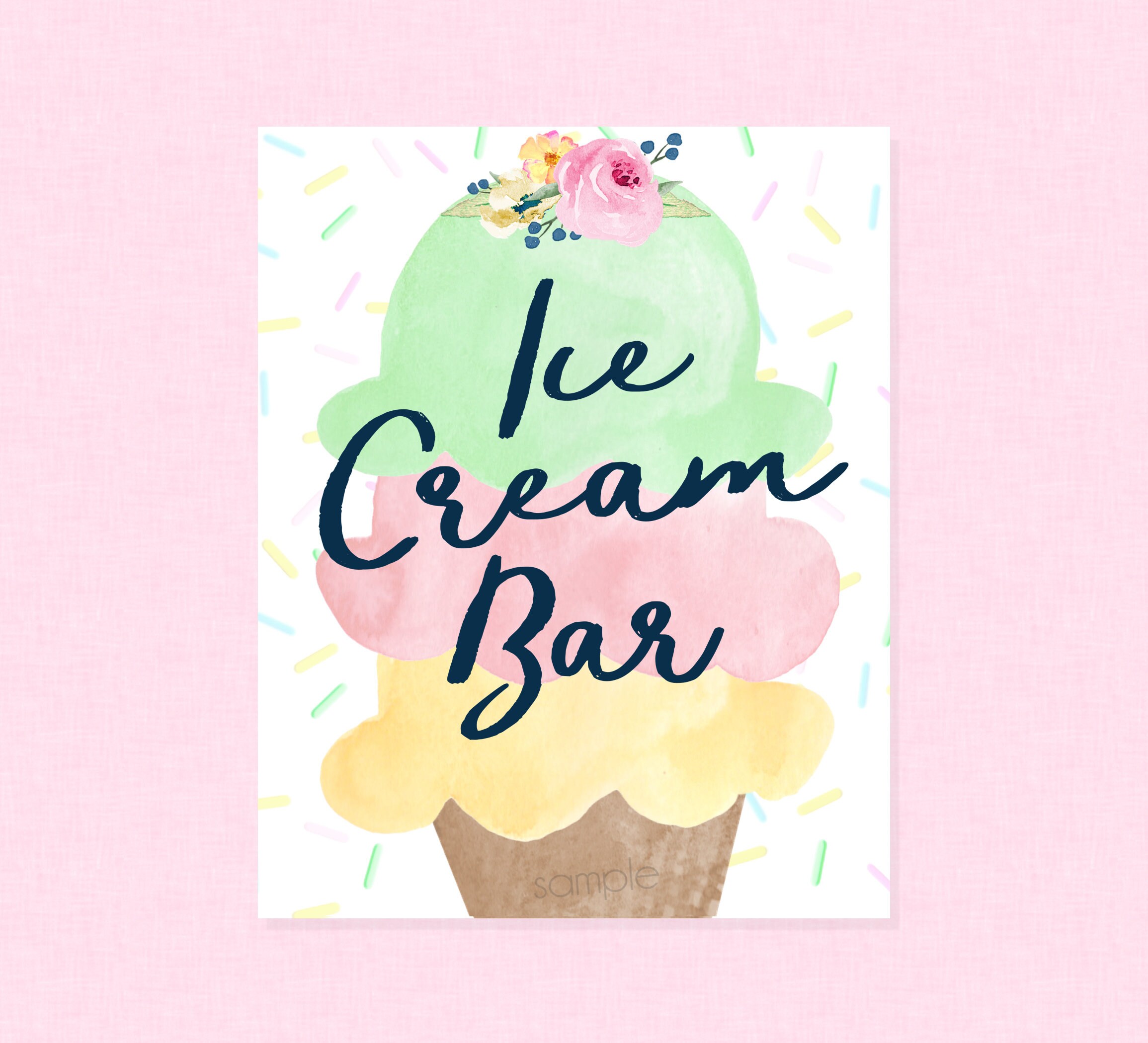 Ice Cream Bar Sign - INSTANT DOWNLOAD - Ice Cream Party Sign, Birthday ...
